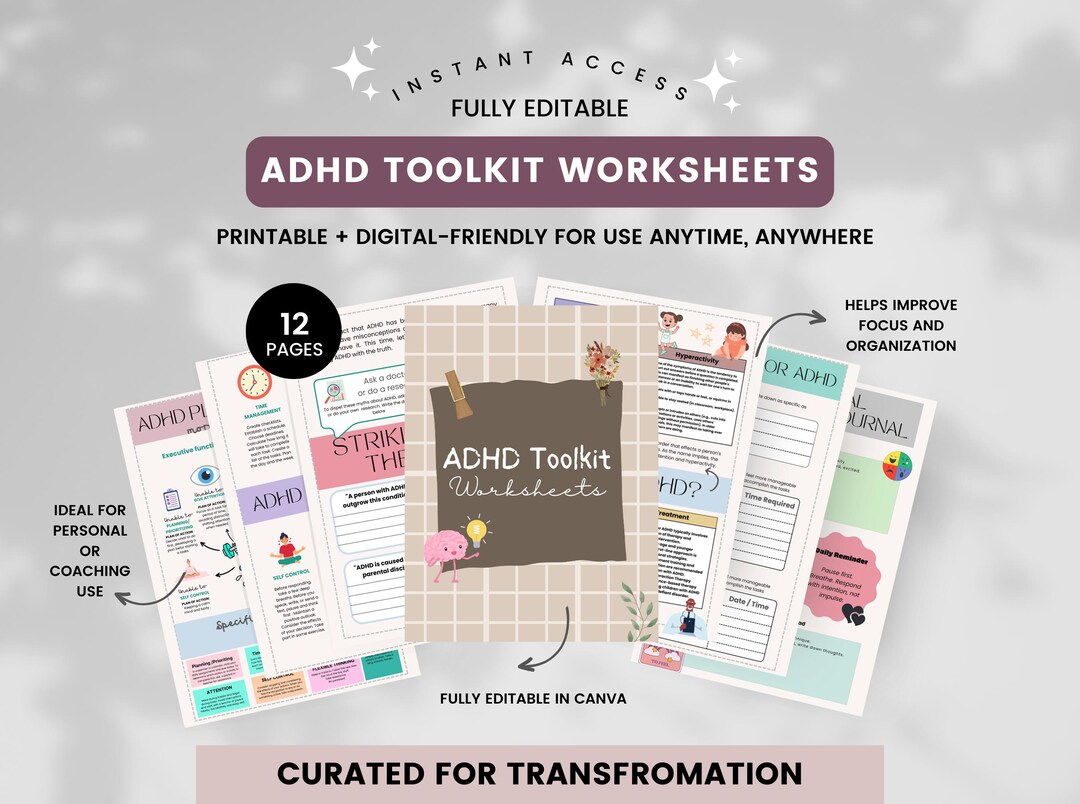 ADHD Toolkit Worksheets, ADHD Routine Planner, Emotional Regulation ...