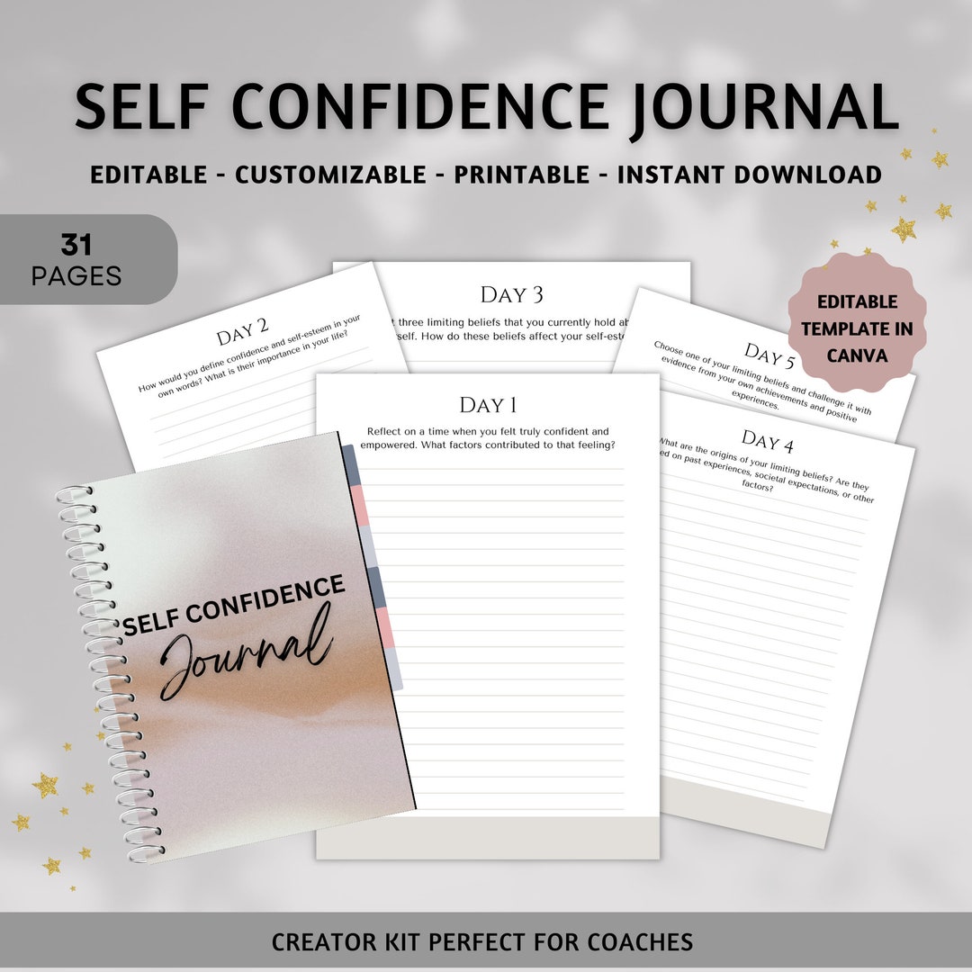 Daily Self Confidence Journal Done for You, Self Esteem Journal, Self ...
