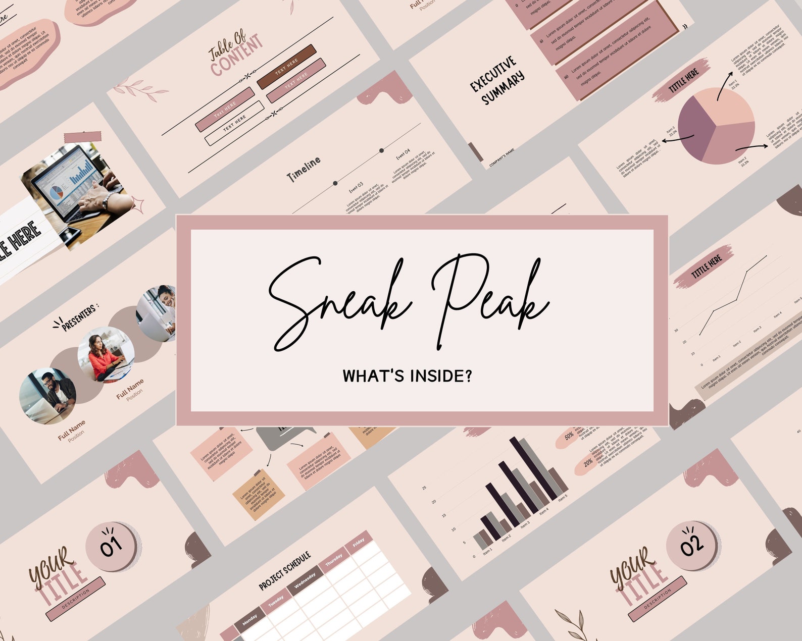 40 Blush Slide Deck Templates, Canva Template, Course Webinar, Course ...