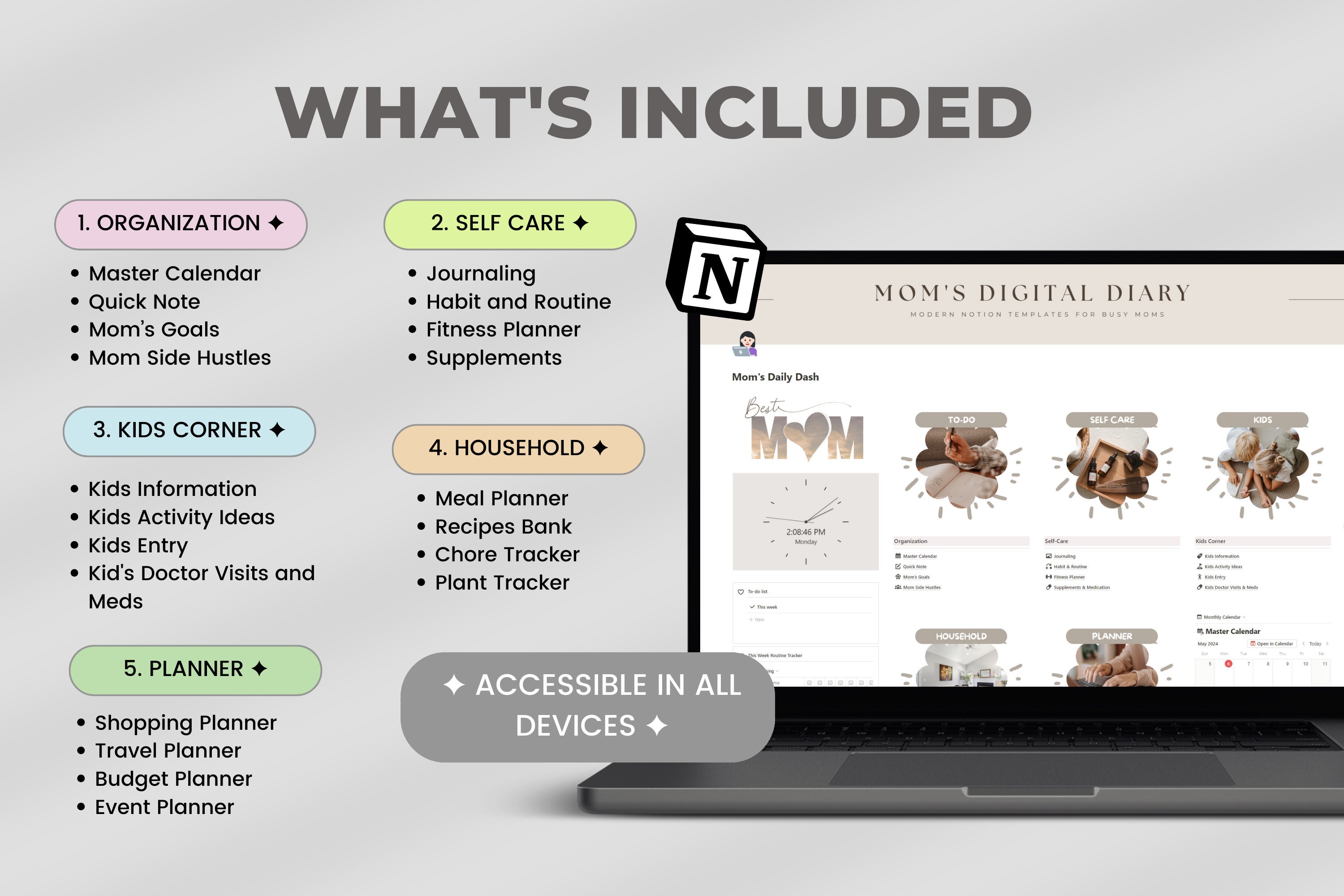 Mom Planner Notion Template, Family Notion Template, Mom Productivity ...