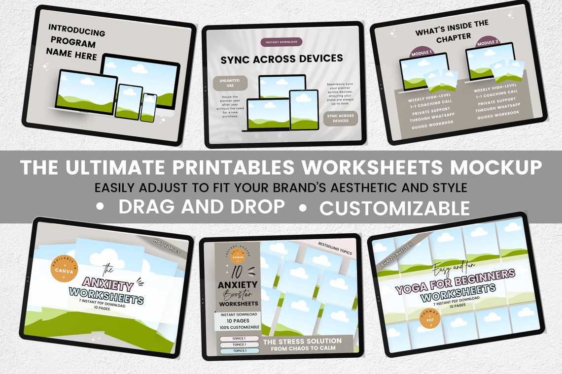 Mockup Canva Template for Coaches, Planner Mockup, Worksheets Mockup ...