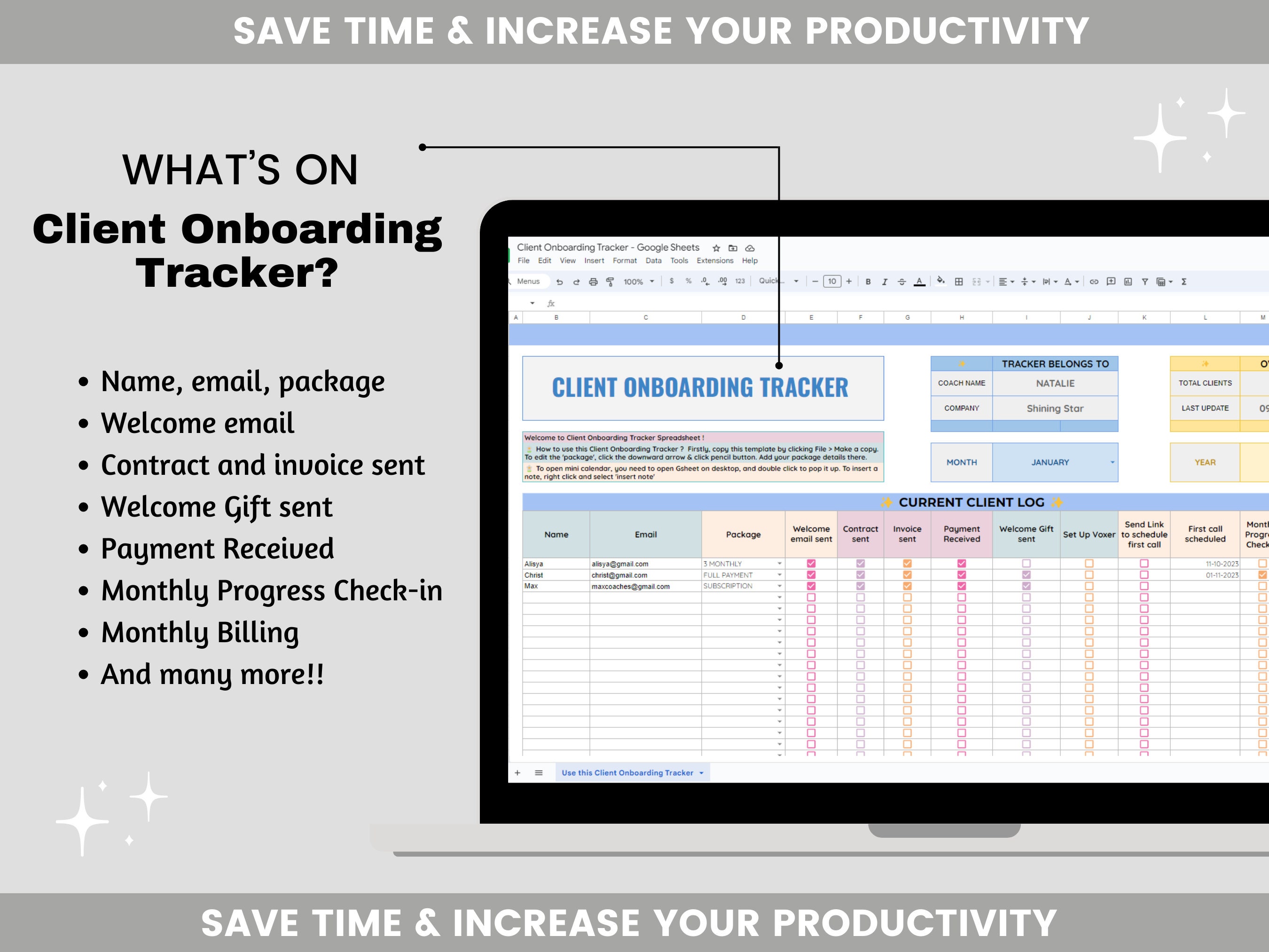 Client Onboarding Tracker Spreadsheet for Coaches, Client Tracker ...