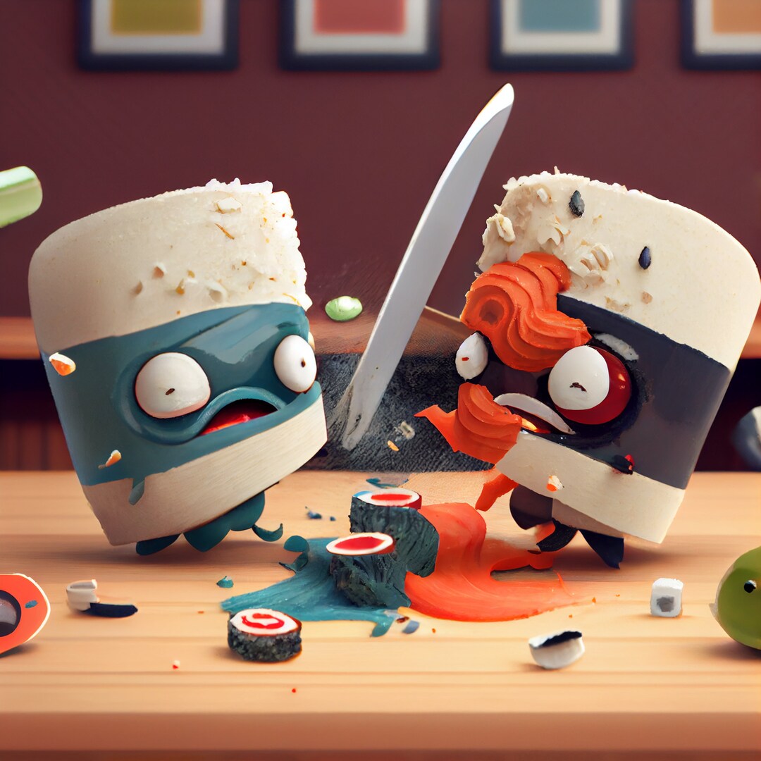 Sushi Fight Art, Wall Art, Digital Download, Use Anywhere - Etsy
