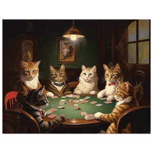 Cat Poker Night Poster: Cats Playing Poker Art | Tribute to 'A Friend ...
