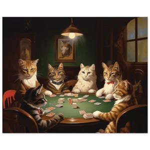 Cat Poker Night Poster: Cats Playing Poker Art | Tribute to 'A Friend ...