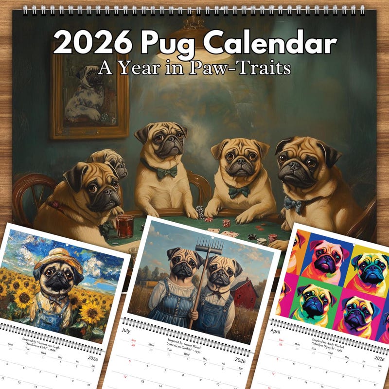 Pug Calendars 2026 - Etsy