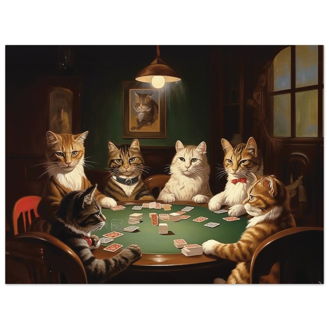 Cat Poker Night Poster: Cats Playing Poker Art | Tribute to 'A Friend in Need' | Cat Wall Art - Etsy