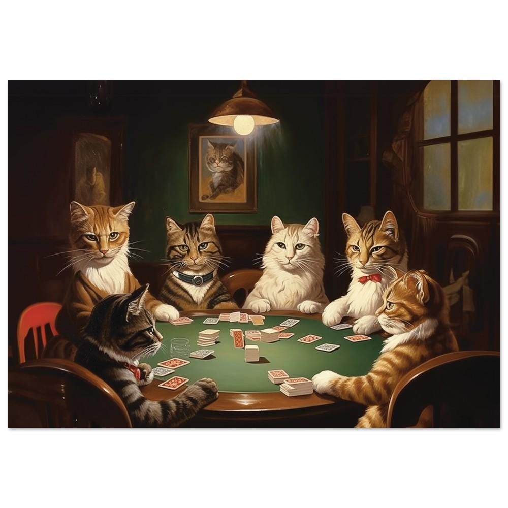 Cat Poker Night Poster: Cats Playing Poker Art | Tribute to 'A Friend ...