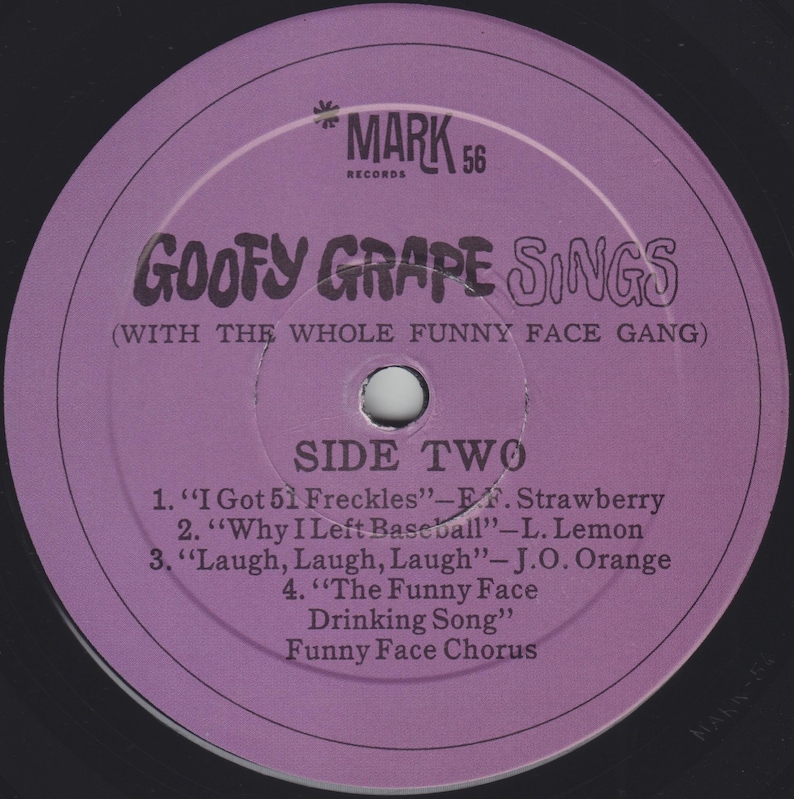 Goofy Grape Sings 1966 Picture Sleeve Funny Face Gang Pillsbury 7" EP ...