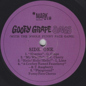 Goofy Grape Sings 1966 Picture Sleeve Funny Face Gang Pillsbury 7 EP 33 ...