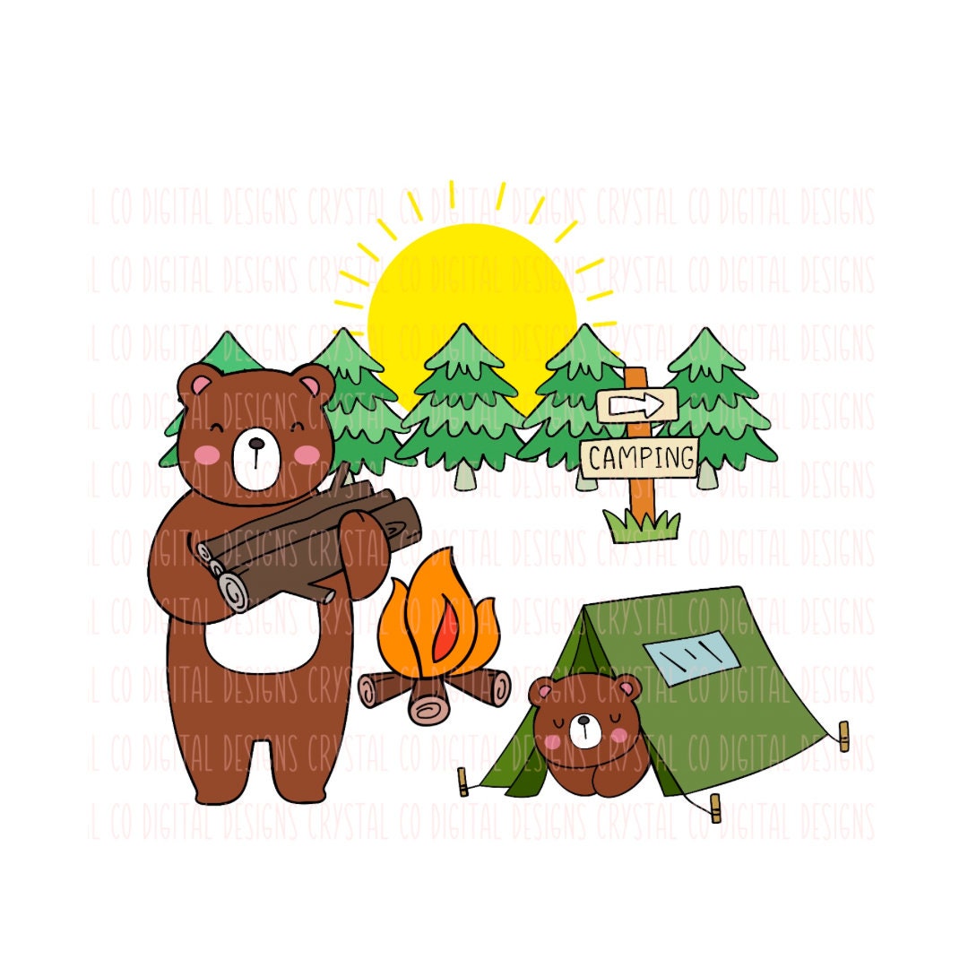 Camping Bears PNG Digital Design Download - Etsy