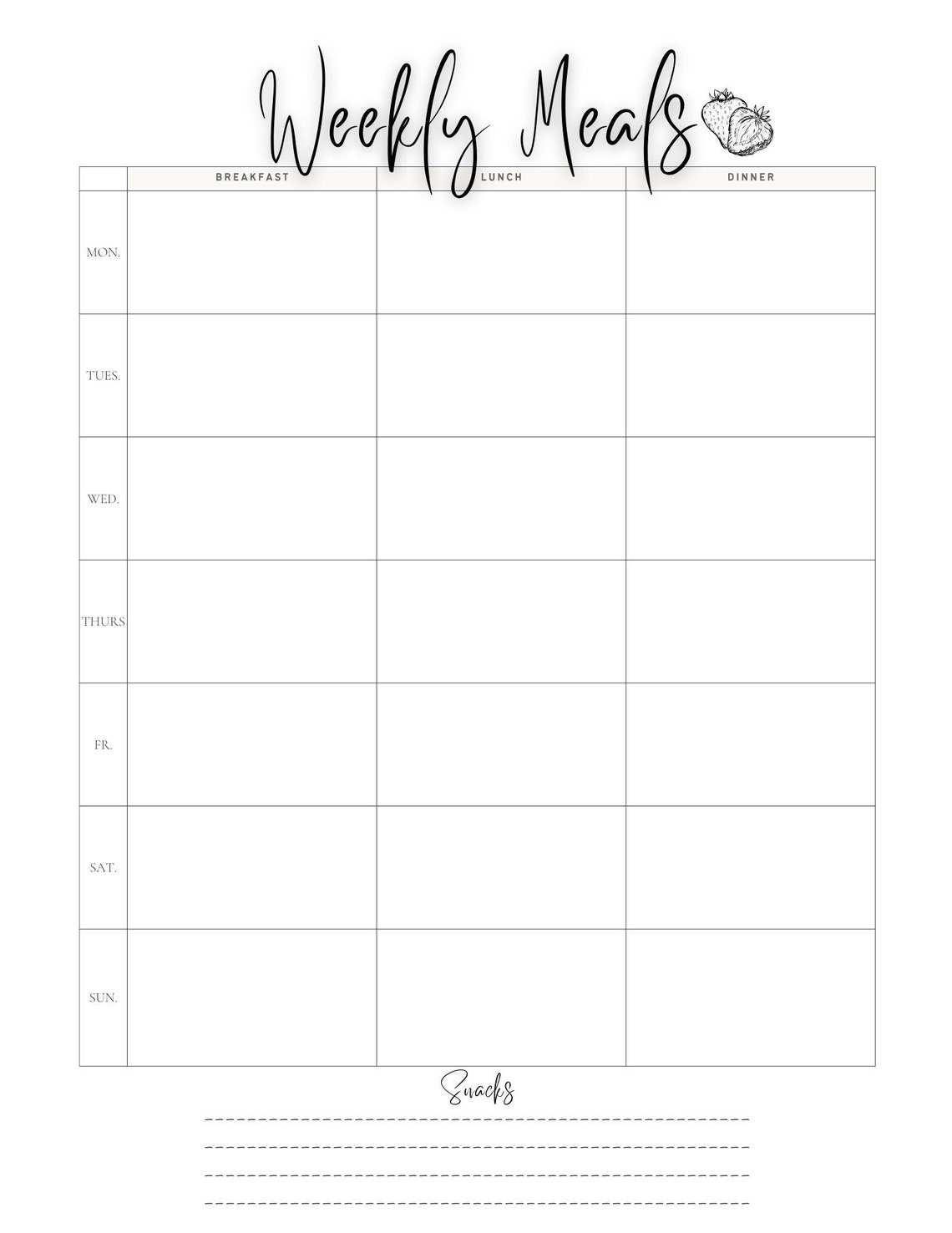 Printable Weekly Meal Planner - Etsy