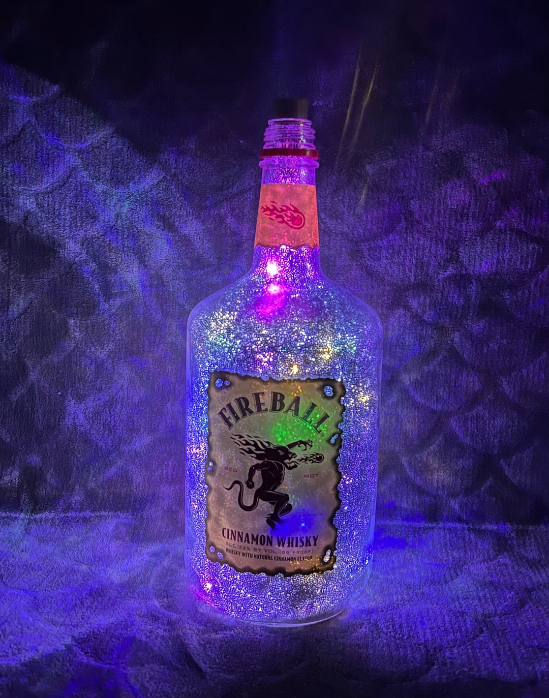 Glitter Lighted Fireball Bottle - Etsy
