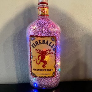 Bedazzled Glitter Lighted Fireball Bottle - Etsy