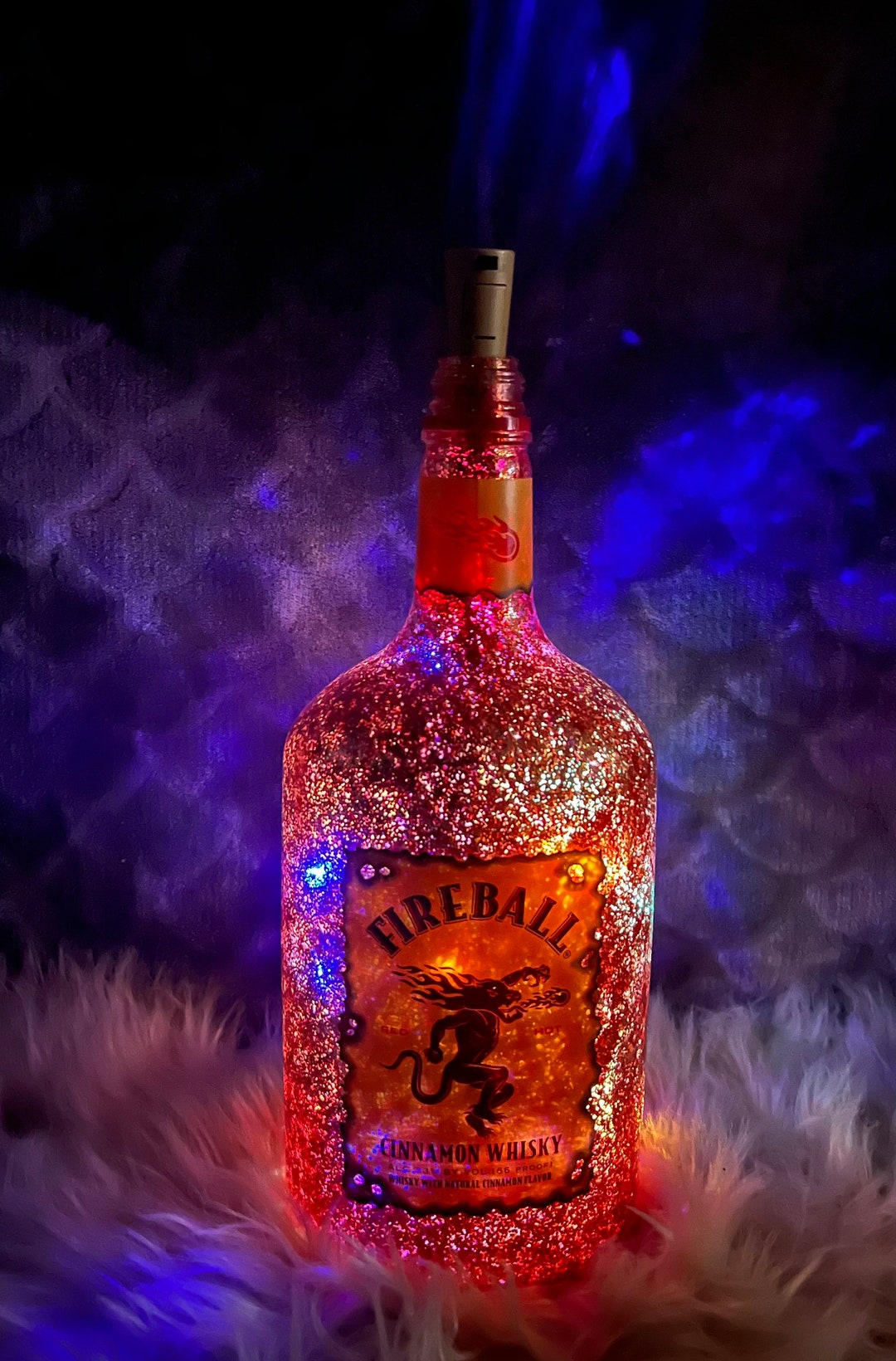 Glitter Lighted Fireball Bottle - Etsy