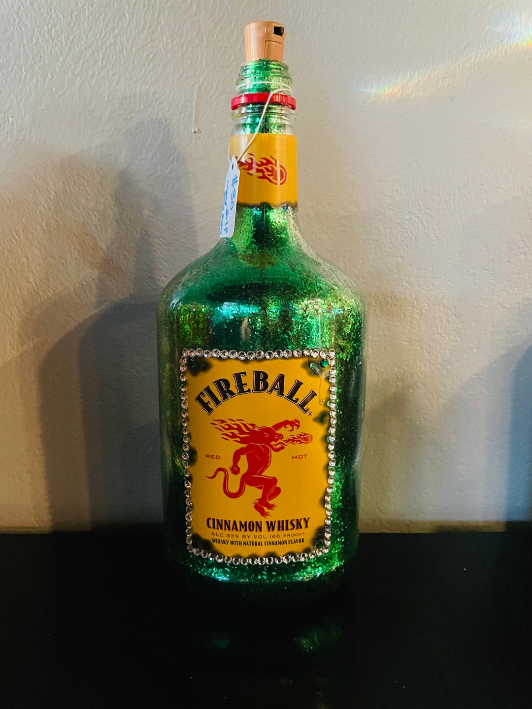 Bedazzled Glitter Lighted Fireball Bottle - Etsy