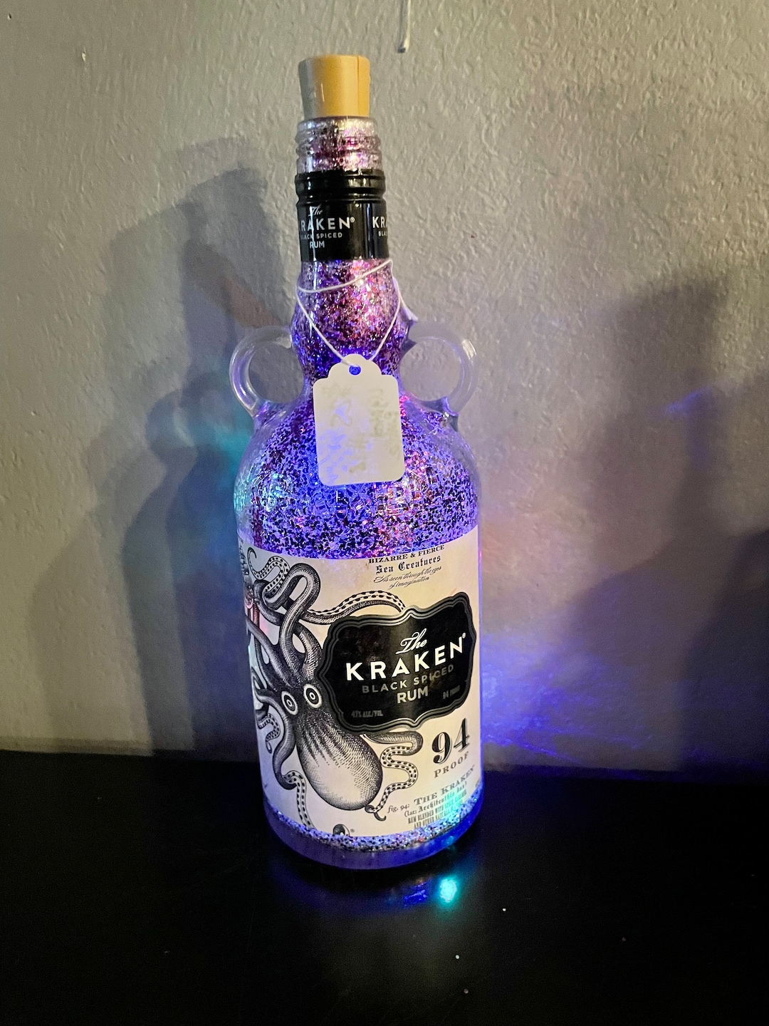 Glitter Lighted the Kraken Black Spiced Rum Bottle - Etsy