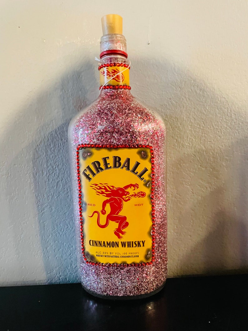 Bedazzled Glitter Lighted Fireball Bottle - Etsy