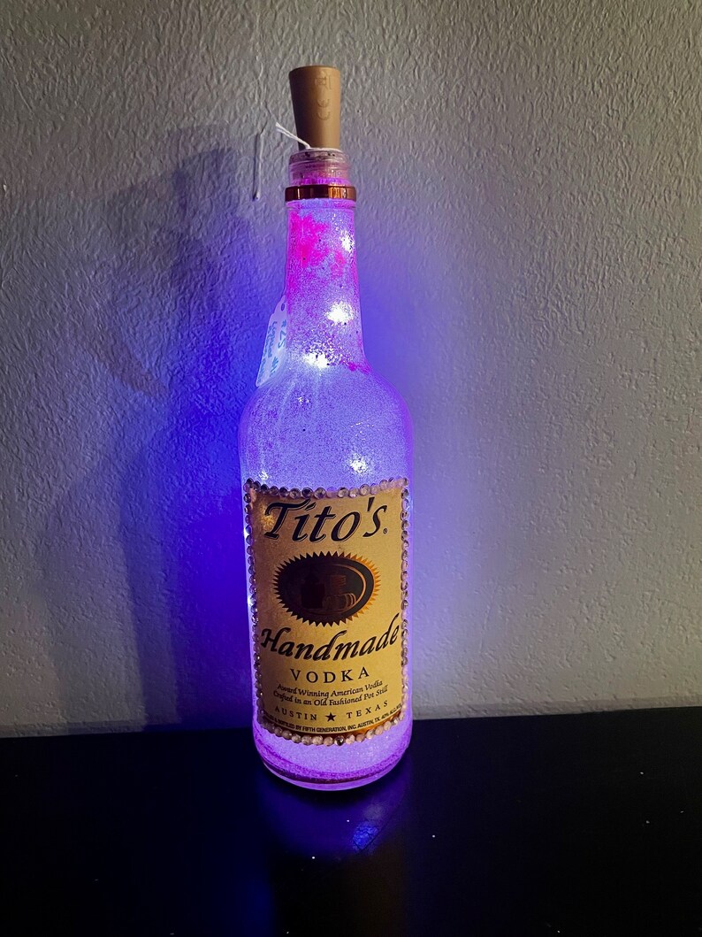 Hot Pink Bedazzled Glitter Lighted Tito’s Bottle - Etsy