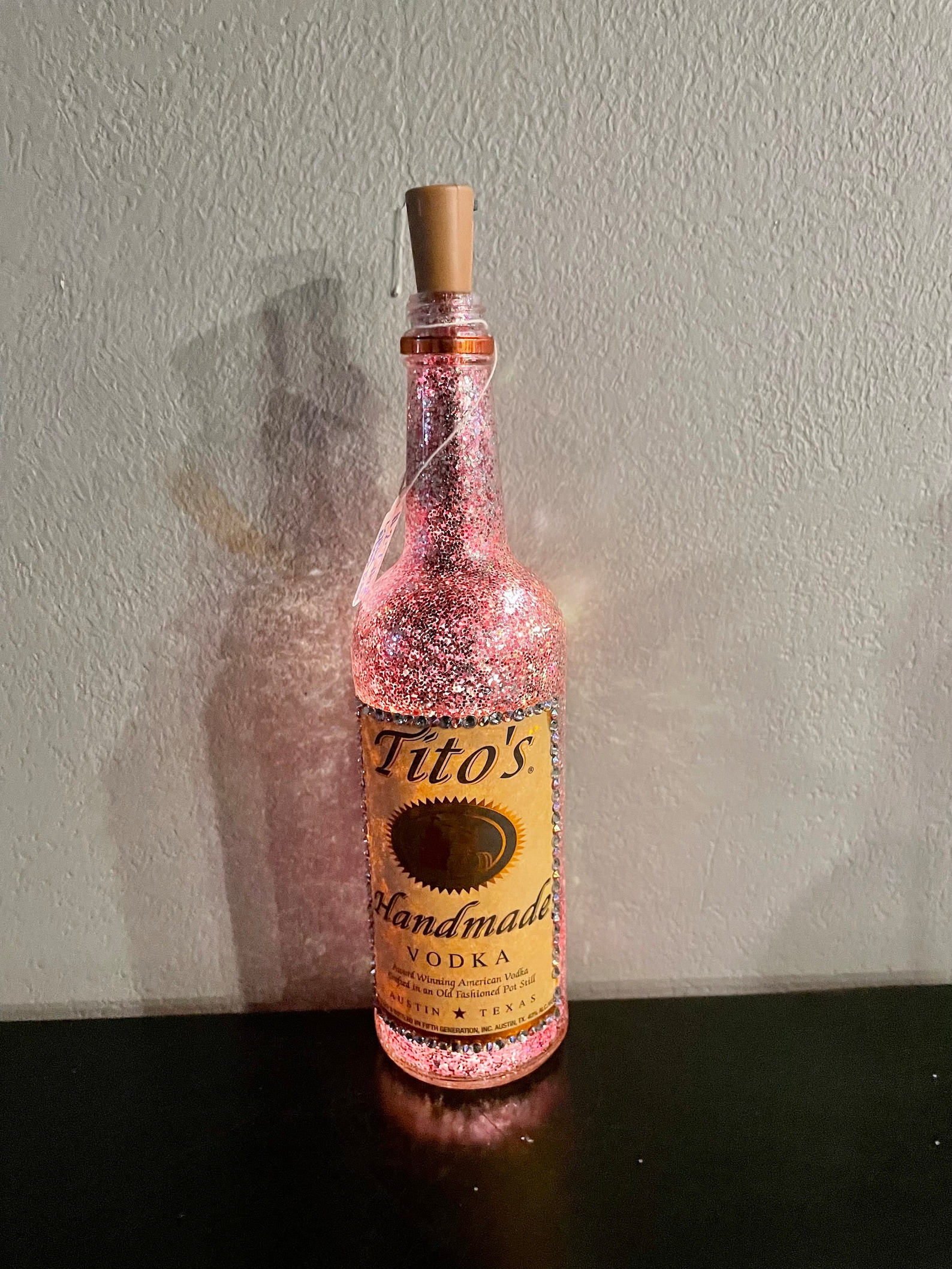 Pink Bedazzled Glitter Lighted Titos Bottle - Etsy