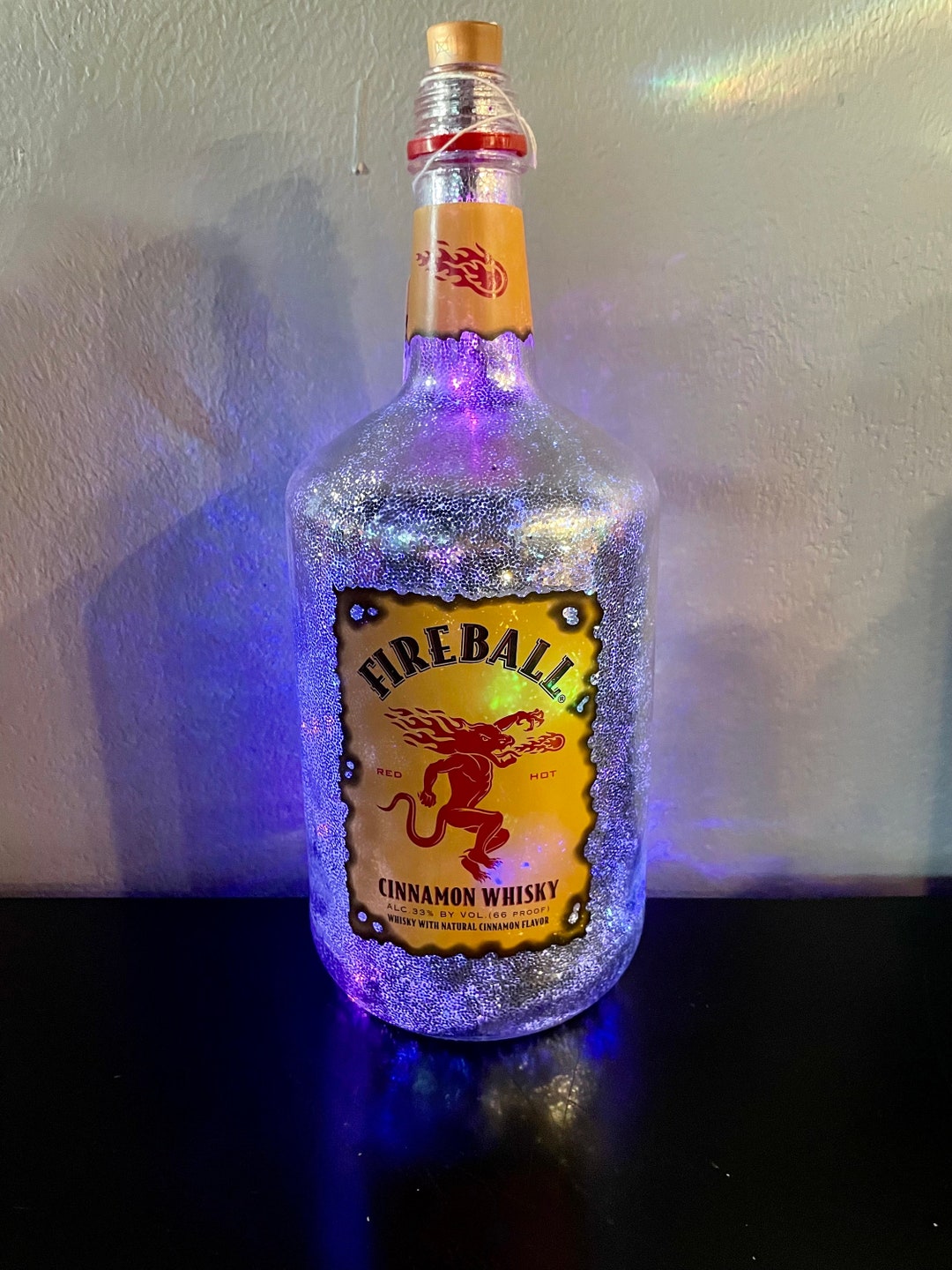 Glitter Lighted Fireball Bottle - Etsy
