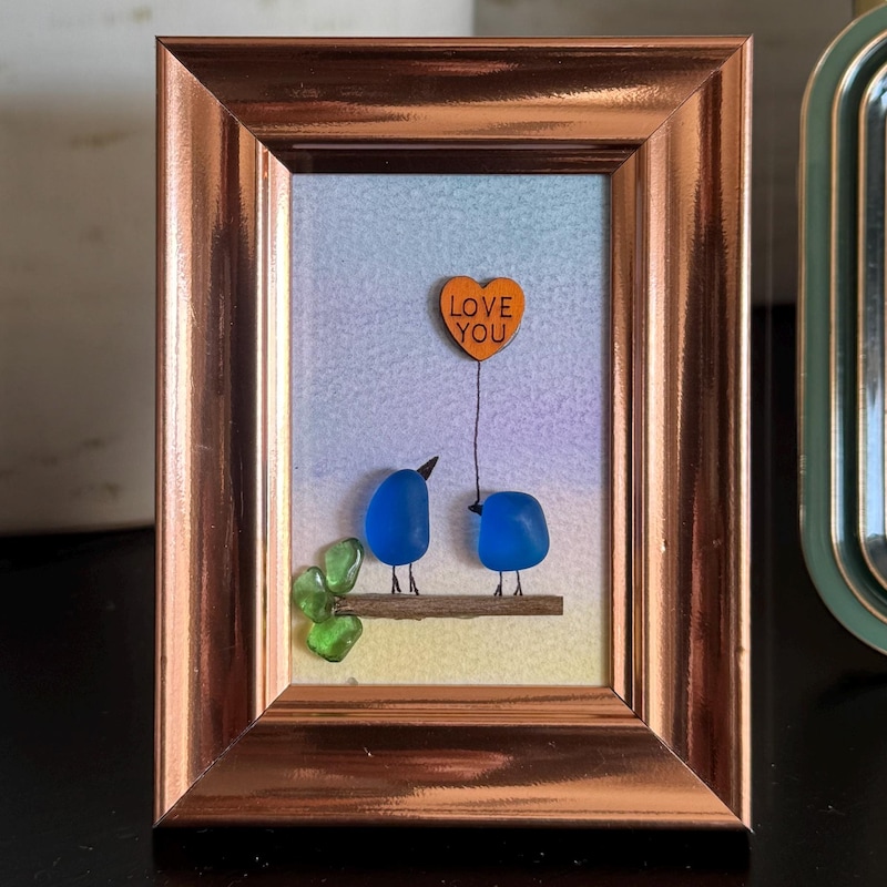 Pebble Bird Art Love - Etsy