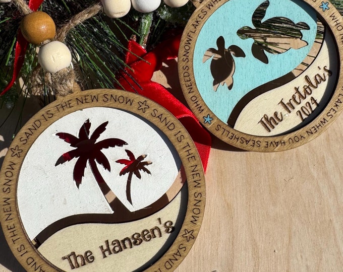Ocean Ornament, Wooden Christmas Tree Ornaments, Wood Beach Decor - Etsy