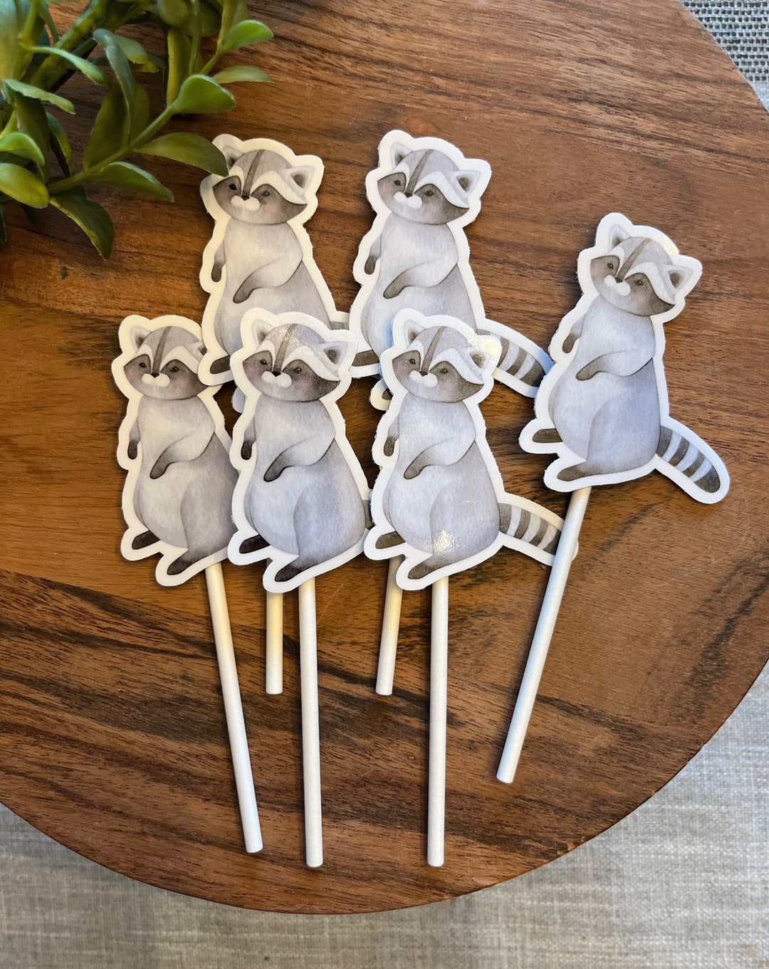 12 Raccoon Cupcake Toppers, Shipped, Forest Animal, Woodland Animal ...