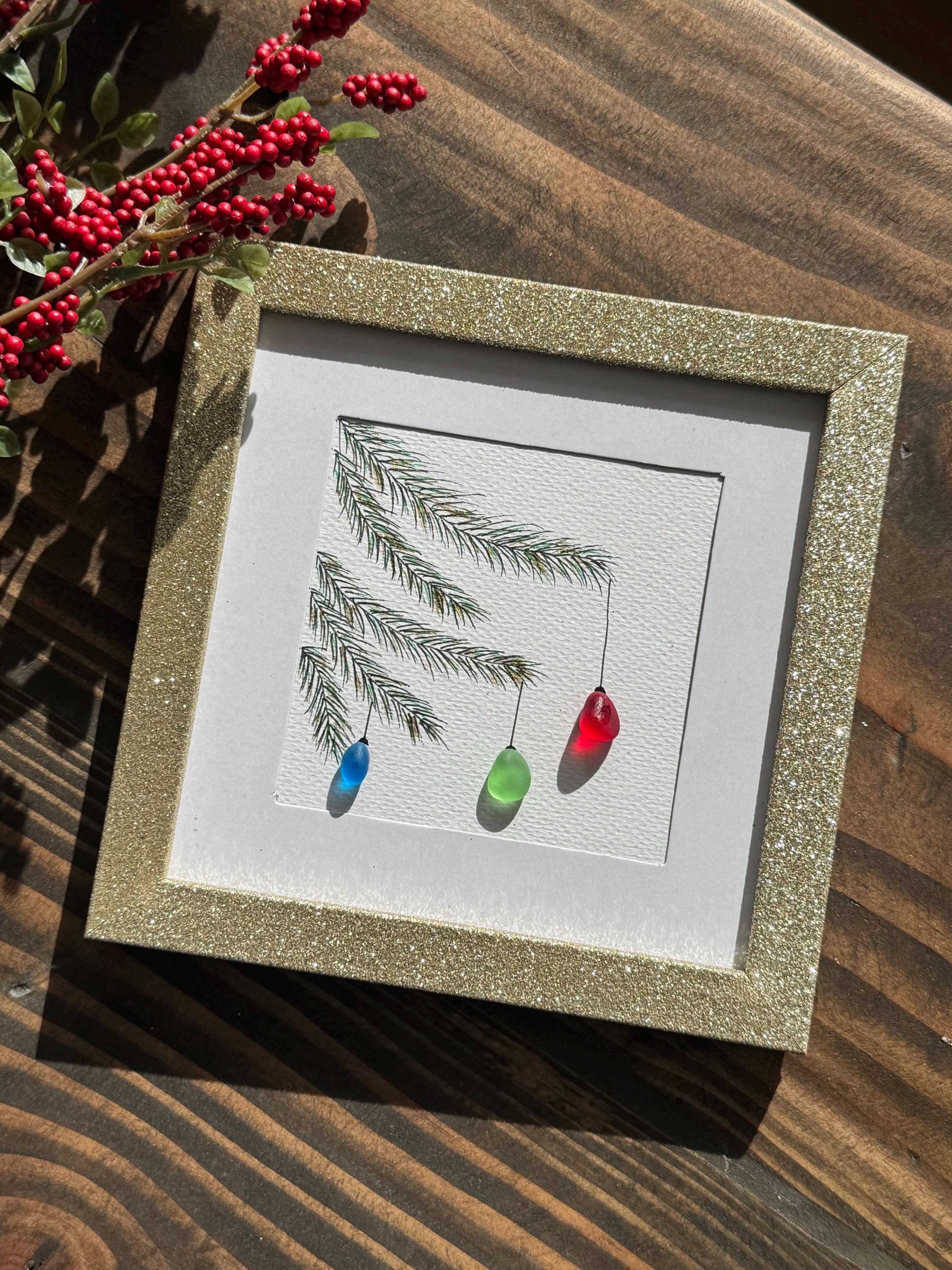 Sea Glass Christmas Tree Art: Framed Beach Decor - Etsy