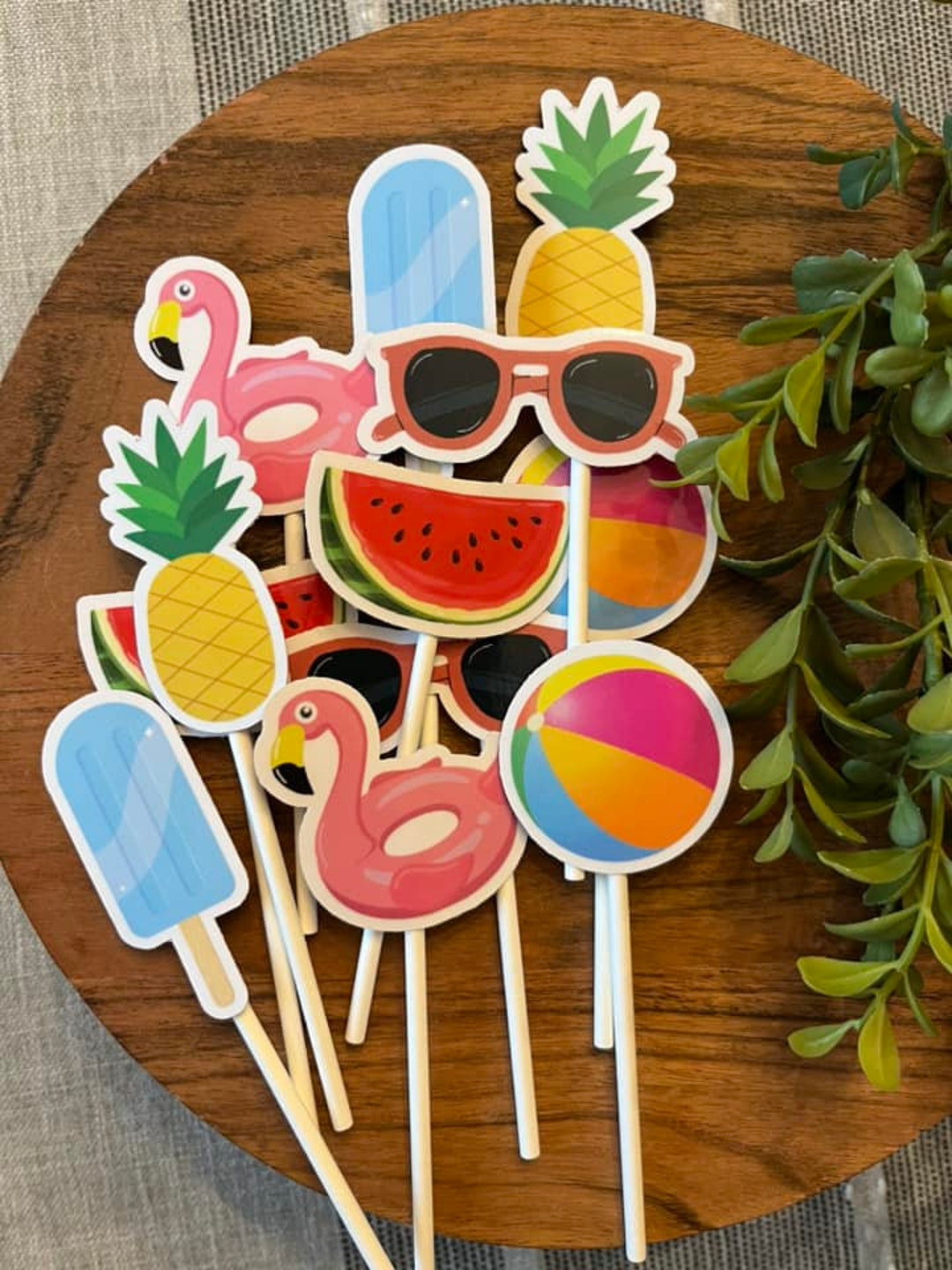 Summer Cupcake Toppers: Pineapple, Watermelon, Flamingo Pool Party ...