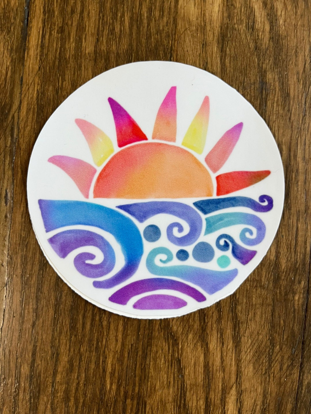 Watercolor, Beach Sunset Sticker, FREE SHIPPING, Custom Made Sticker ...