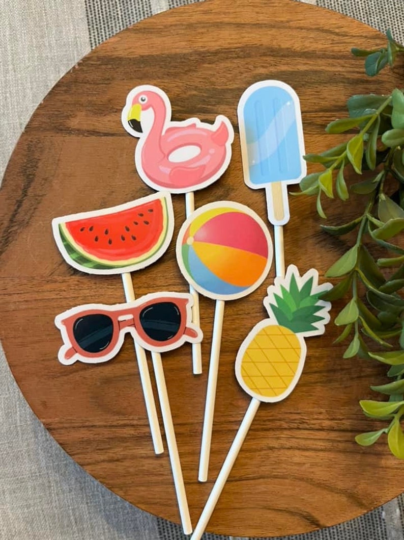 Summer Cupcake Toppers: Pineapple, Watermelon, Flamingo Pool Party ...