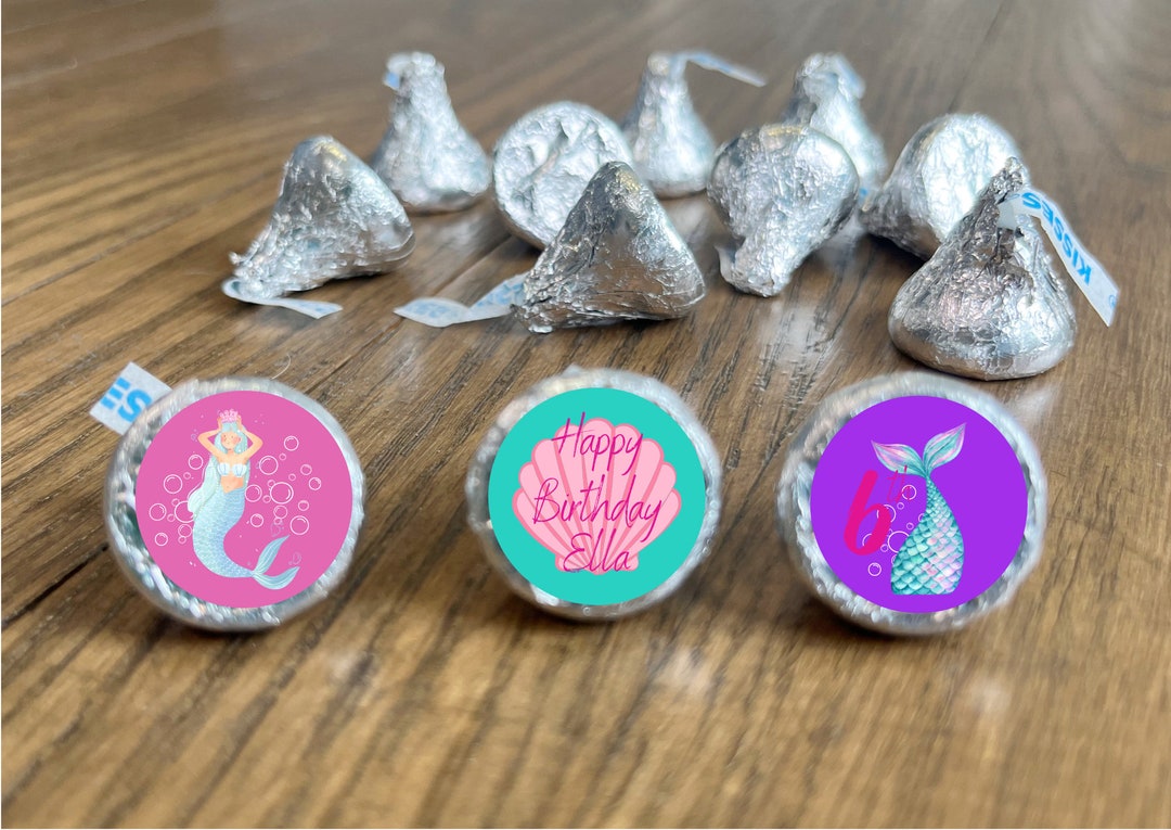 150ct Chocolate Kiss Vinyl Stickers, Party Favor, Custom, Chocolate ...
