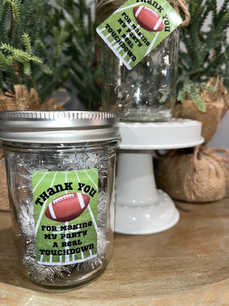 12 Football Favor Tags Shipped, Superbowl, Thank You, Touch Down Party ...