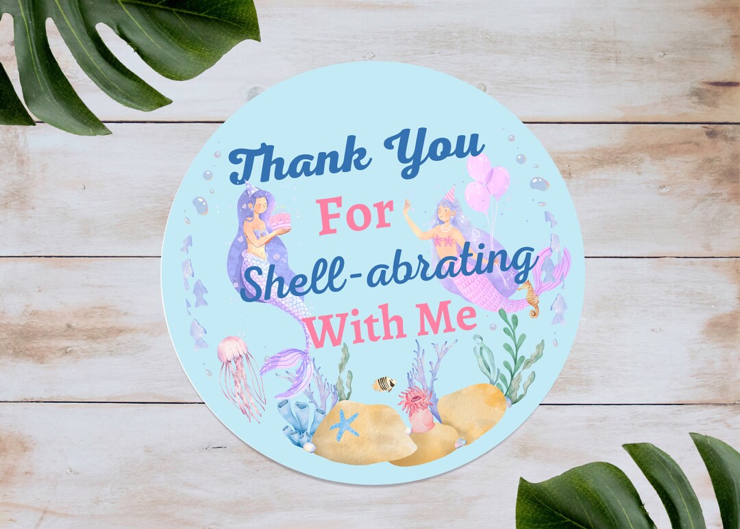 12 Under the Sea Themed Favor Tags Shipped, Thank You, Mermaid, Thank ...