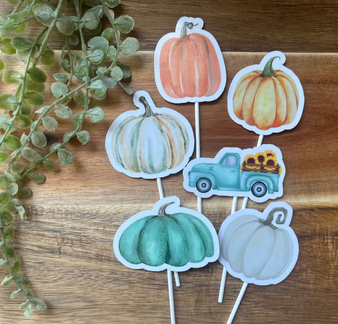 Autumn Pumpkin Cupcake Toppers: Fall Party Decor - Etsy
