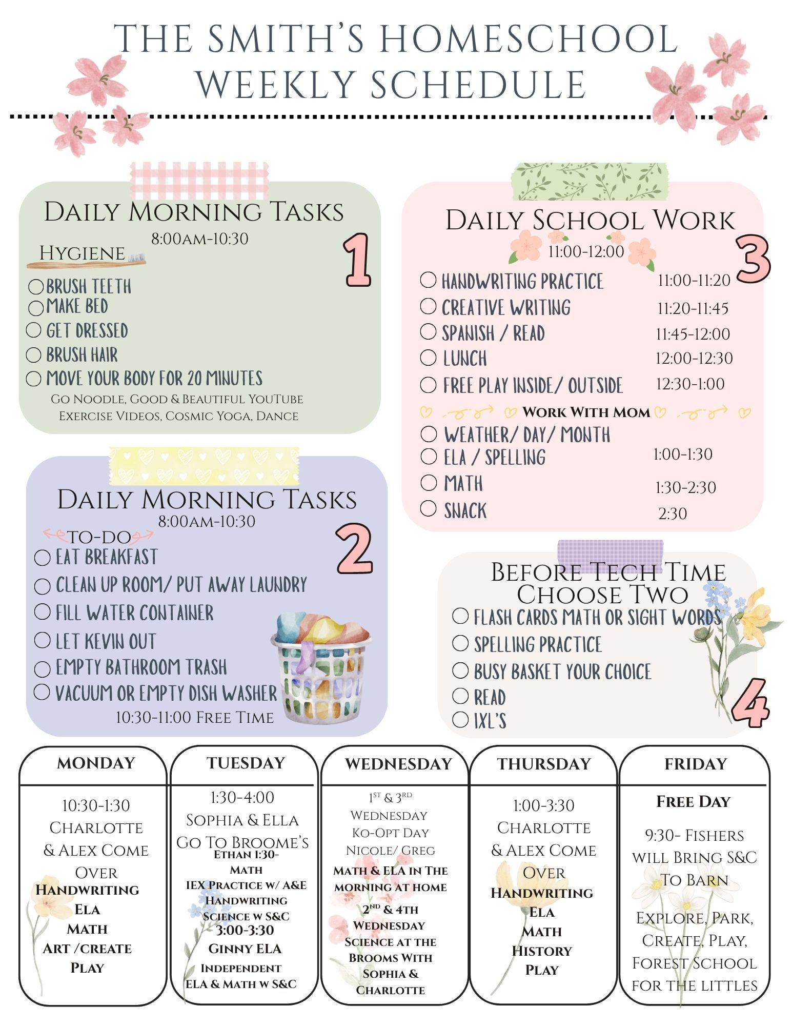 Custom Homeschool Schedule: Printable Daily & Weekly Planner (digital ...