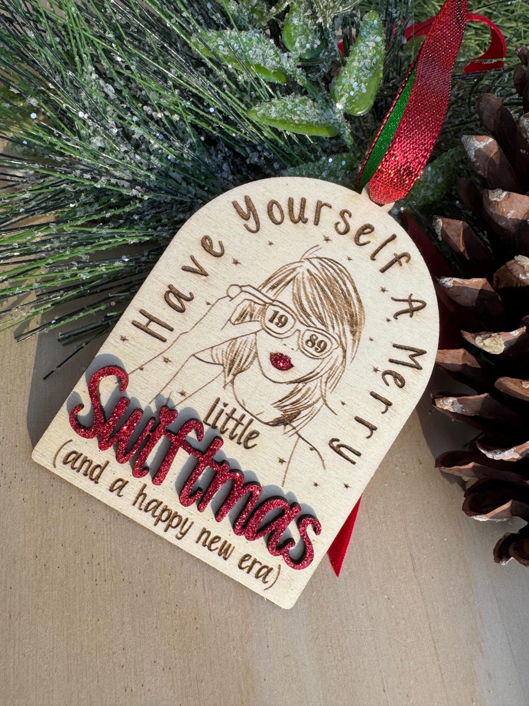 Merry Swiftmas Wood Ornament, Eras Tour, Glitter Christmas Decor - Etsy