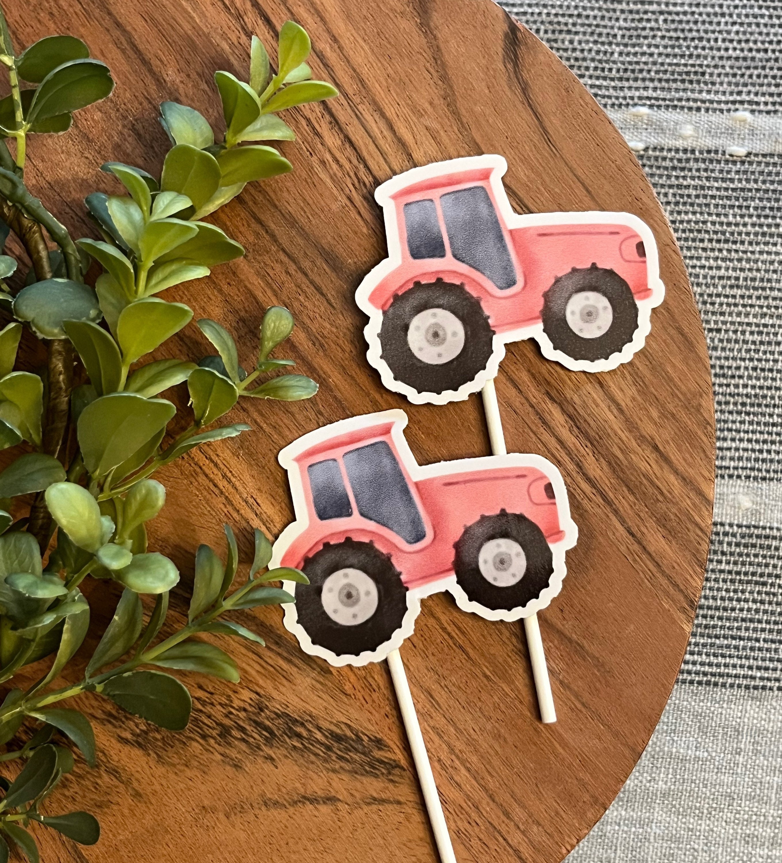 12 Tractor Themed Cupcake Toppers Barnyard Birthday Favor - Etsy