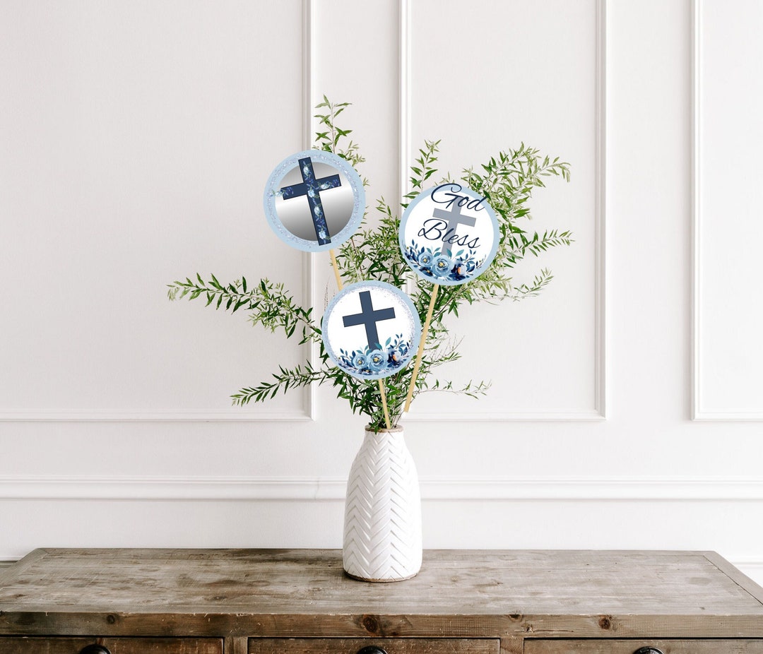 Cross Centerpiece Sticks: Christening, Baptism, Communion Decor (set of ...