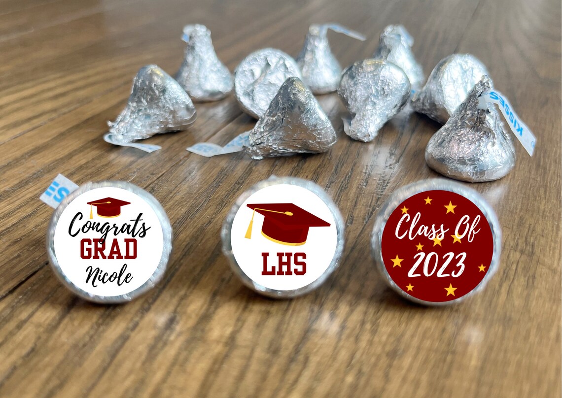 Personalized Graduation Chocolate Kiss Stickers: Party Favors (150ct ...
