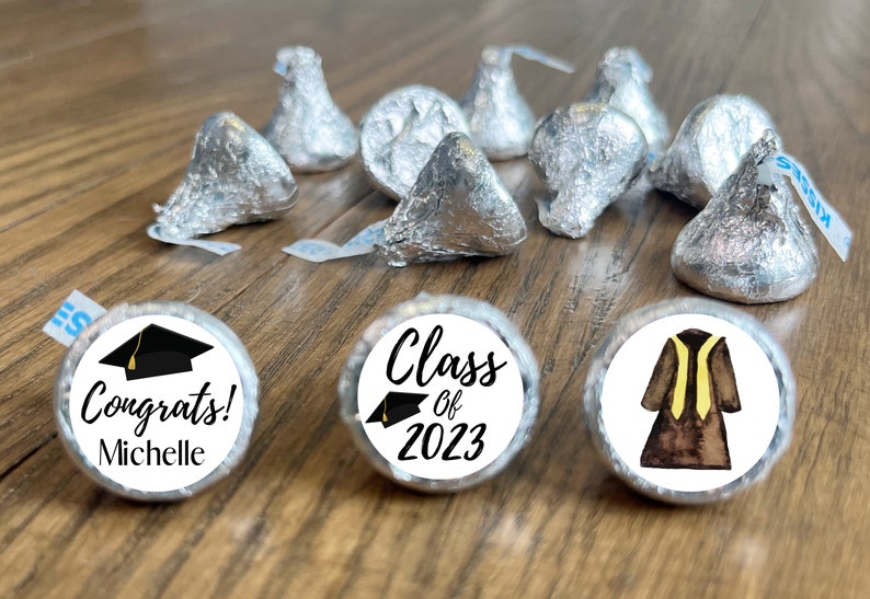 Personalized Graduation Chocolate Kiss Stickers: Party Favors (150ct ...