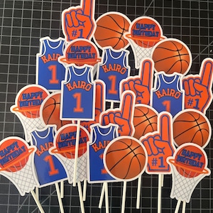 12 Basketball Themed Cupcake Toppers, Sports, Boy Party, Party Picks ...