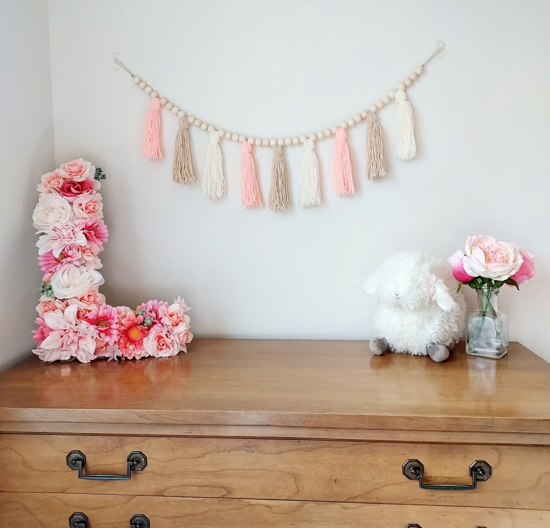 Blush and Tan Tassel Garland, Boho, Wall Decor, Pink Nursery Decor ...