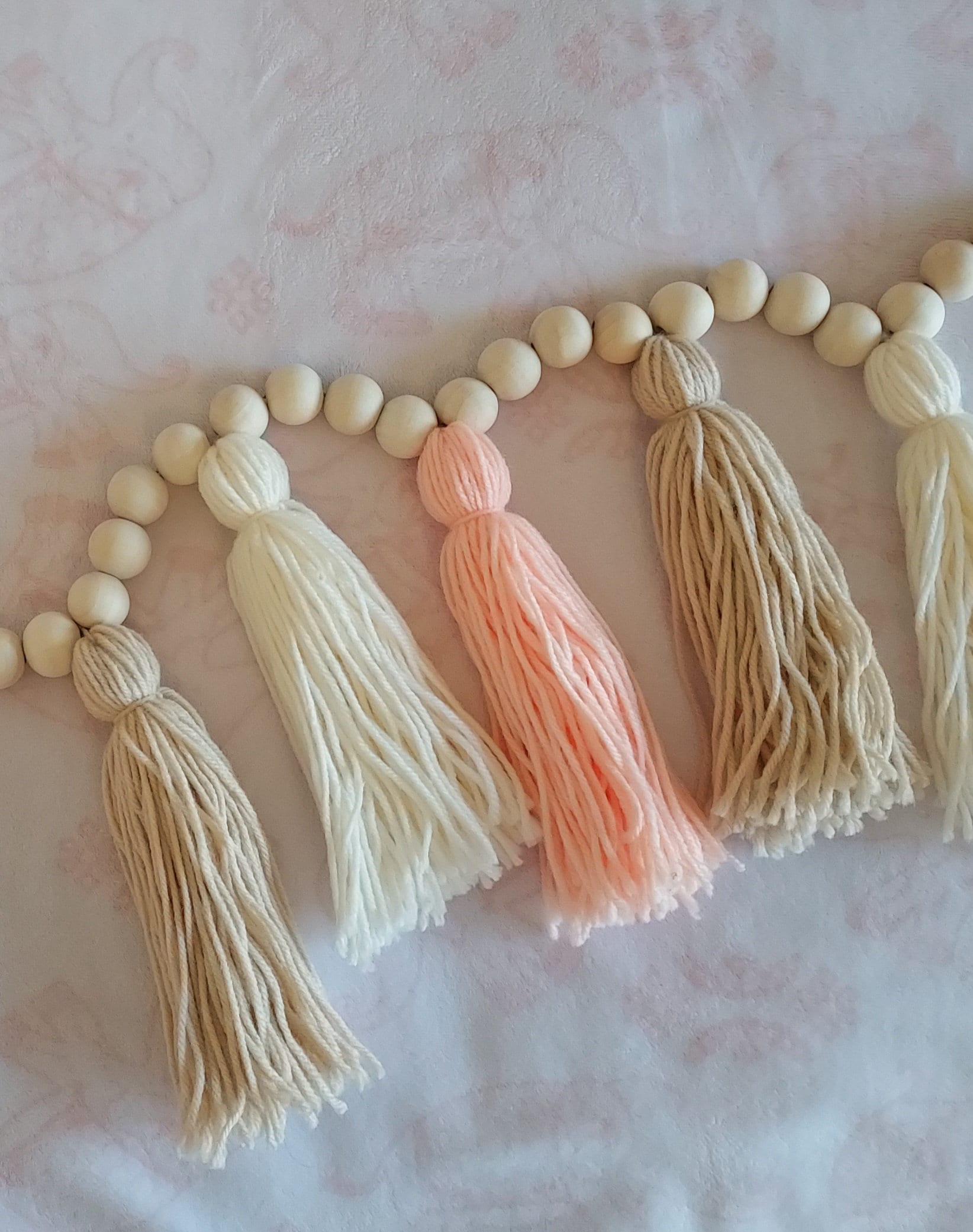 Blush and Tan Tassel Garland, Boho, Wall Decor, Pink Nursery Decor ...