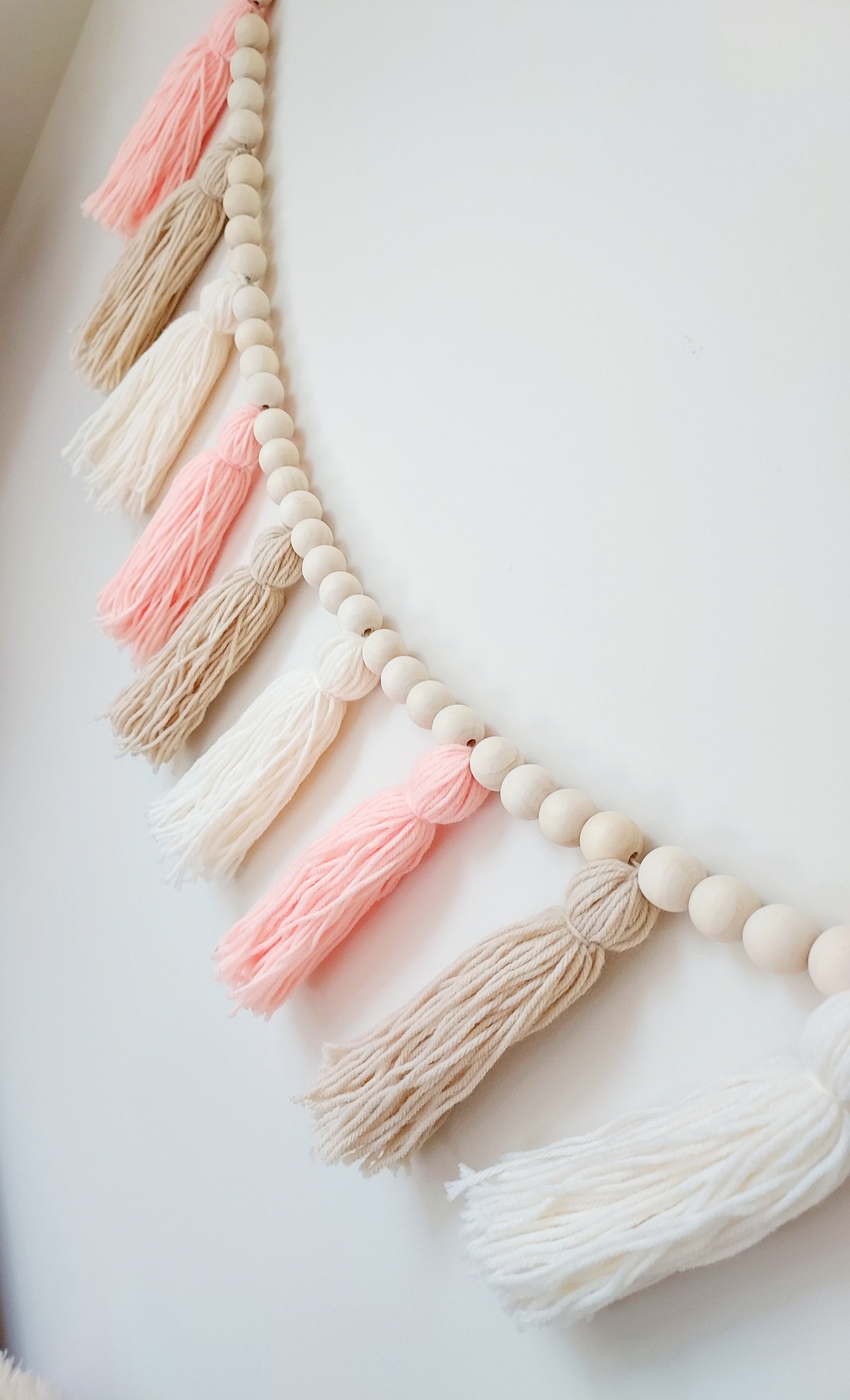 Blush and Tan Tassel Garland, Boho, Wall Decor, Pink Nursery Decor ...
