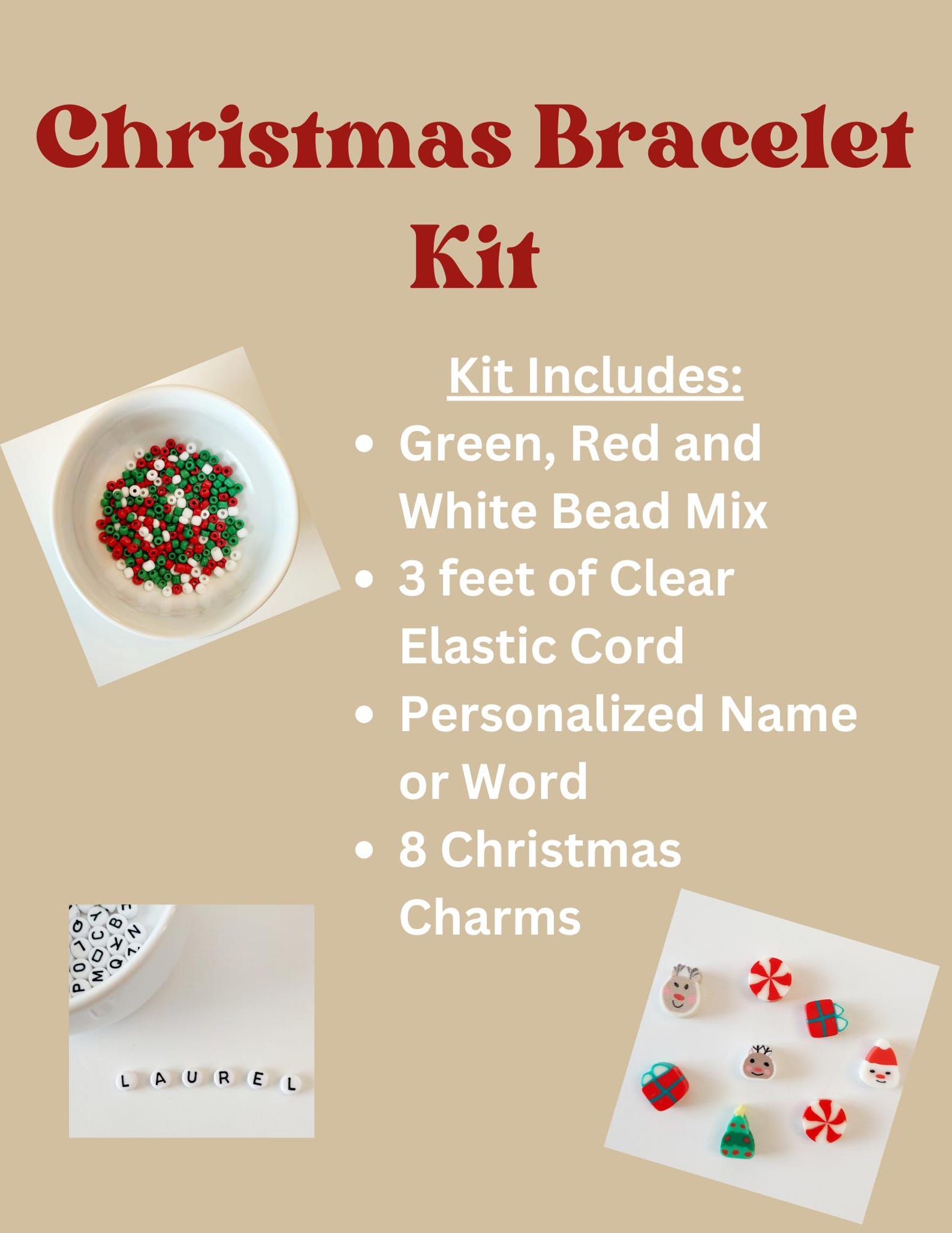 DIY Christmas Bracelet Kit: Personalized Name Beads, Holiday Charms - Etsy