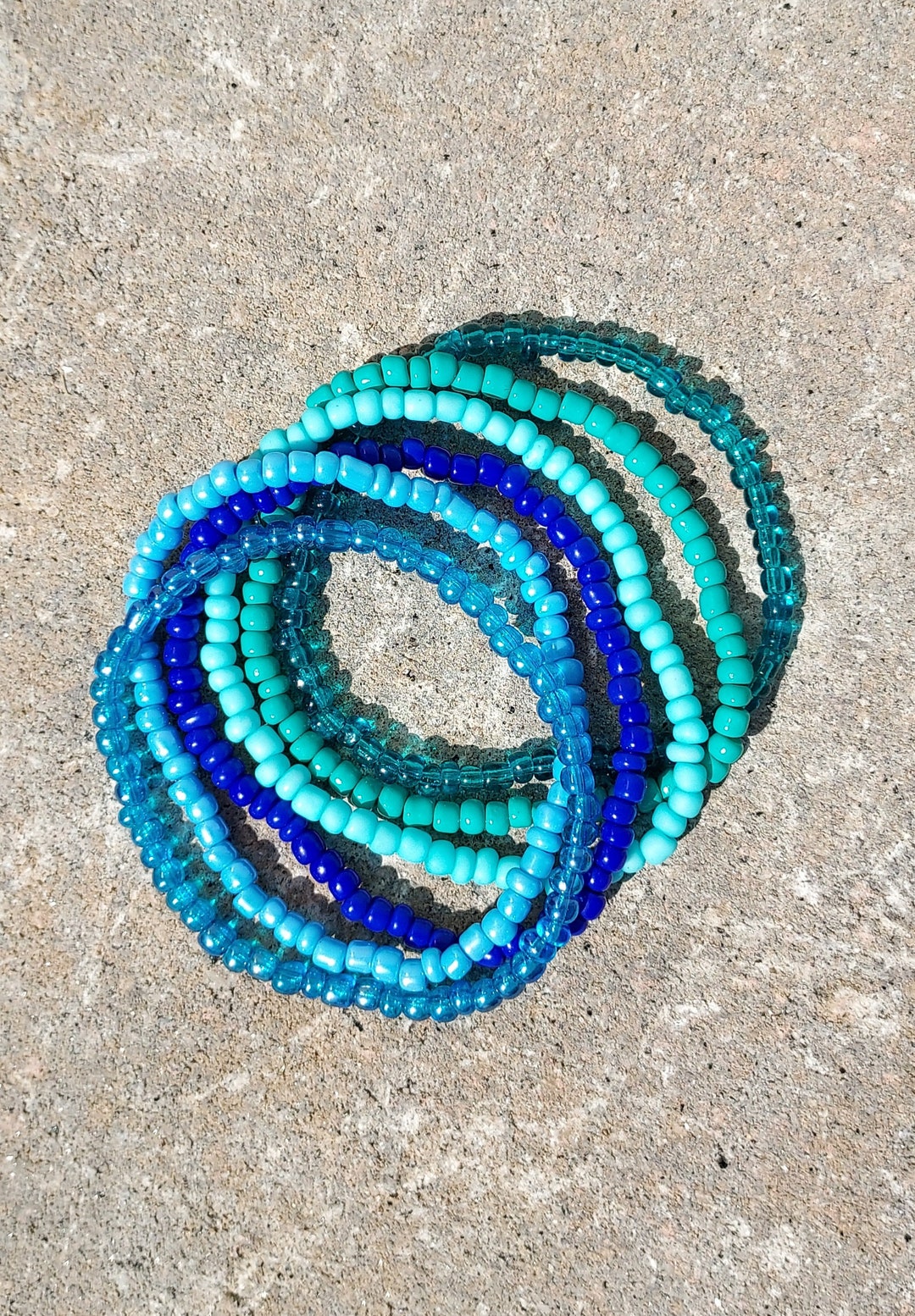 Blue Seed Bead Bracelets, Stacking Bead Bracelets, Handmade Jewelry, Friendship Bracelets ...
