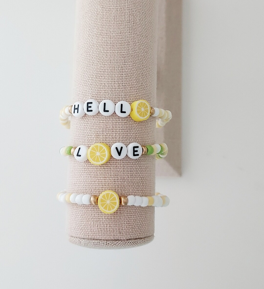 Lemon Stacking Seed Bead Bracelet, Summer Bracelets, Food Jewelry ...