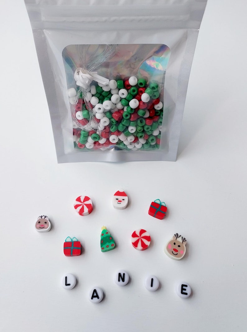 DIY Christmas Bracelet Kit: Personalized Name Beads, Holiday Charms - Etsy